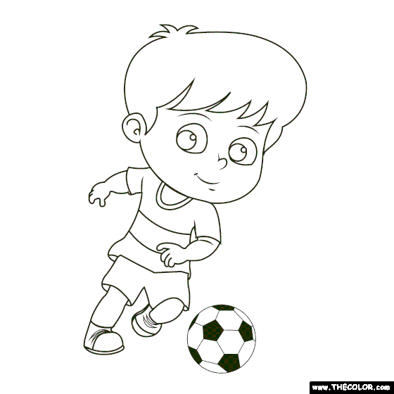 Boy Playing Soccer Coloring Page