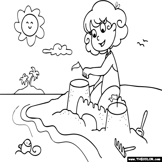 Building Sandcastle Coloring Page
