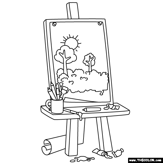 Oil Painting On Easel Coloring Page