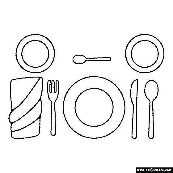 Place Setting Coloring Page