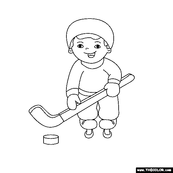 Playing Hockey Coloring Page